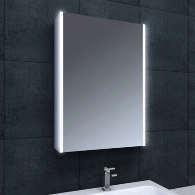 Leani LED Illuminated Single Mirrored Wall Cabinet (H)700mm (W)550mm ...