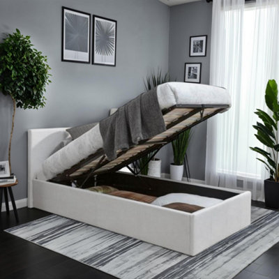 Leather Ottoman Bed Frame End Lift Storage Bed Birlea Faux 3FT Single 90cm