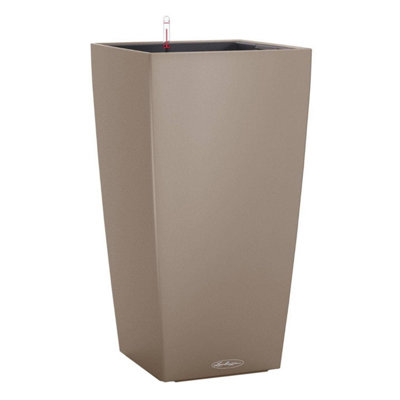 LECHUZA CUBICO Color 40 Sand Brown Plastic Self-watering Planter with ...