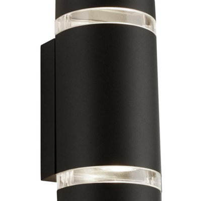 LED 2 Bulbs Outdoor House Garden Outside Wall Light Black and Clear ...