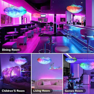 LED 3D Cloud Night Light 1 Meter Bluetooth Voice Remote USB Dimmable ...