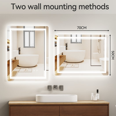 LED Bathroom Mirror with Anti-Fog,Tri-Color Dimmable Lights, Memory ...