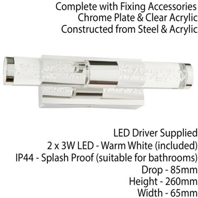 LED Bathroom Twin Wall Light 2x 3W Warm White IP44 Modern Slim Strip ...