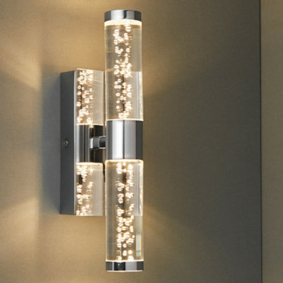 LED Bathroom Twin Wall Light 2x 3W Warm White IP44 Modern Slim Strip ...