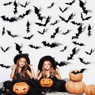 LED Bats Stickers, 3D Bats Wall Sticker Light Halloween Decoration,LED ...