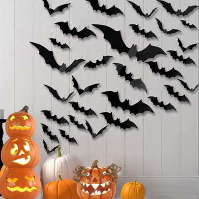 LED Bats Stickers, 3D Bats Wall Sticker Light Halloween Decoration,LED ...