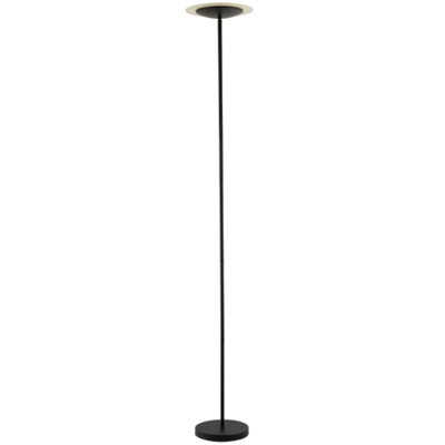 LED Black Switched Uplighter Floor Lamp with Frosted White ...