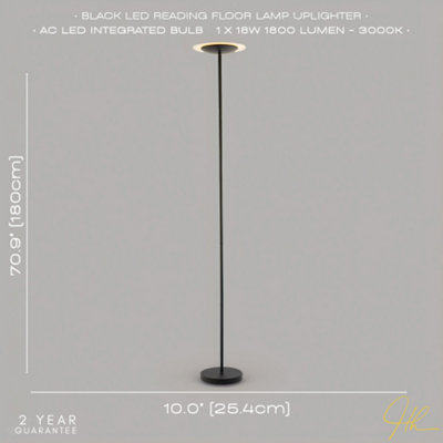 LED Black Switched Uplighter Floor Lamp with Frosted White ...