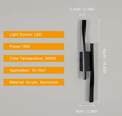 LED Black Wall Light Indoor 16 W Wall Lamp LED Creative Black Wall ...