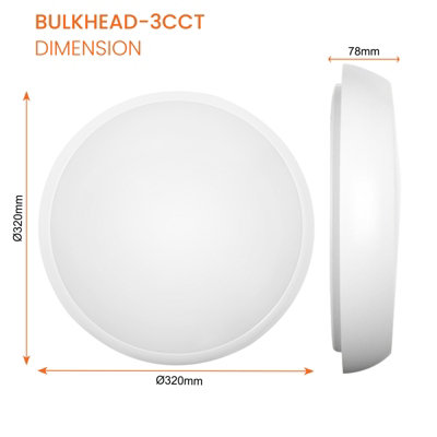 LED Bulkhead Light, Switchable Wattage, Without Sensor, IP54 Waterproof ...