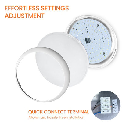 LED Bulkhead Light, Switchable Wattage, Without Sensor, IP54 Waterproof, 3CCT Pack of 1