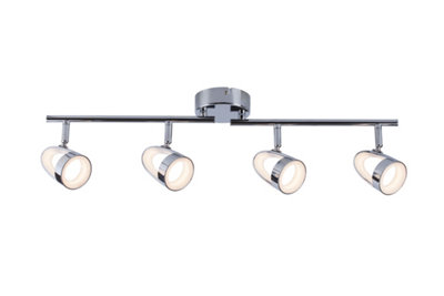 LED Ceiling Bar Spotlight, 4 Lights Polished Chrome Non-Dimmable, Warm ...