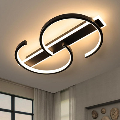 LED Ceiling Light Dimmable Ceiling Lamp Black Remote Control 60cm