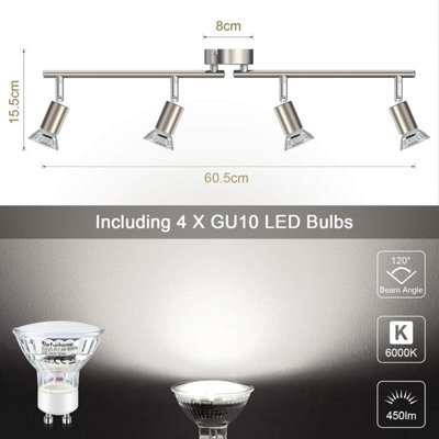 LED Ceiling Light Rotatable, 4 Way Adjustable Modern Ceiling Spotlights ...