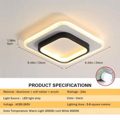 LED Ceiling Light Square Panel Down Lights Bathroom Kitchen Bedroom Lamp