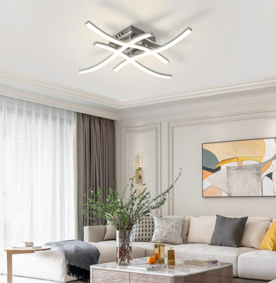 LED Ceiling Light Waves 4 Lights Lamp Ceiling Silver LED Ceiling Light