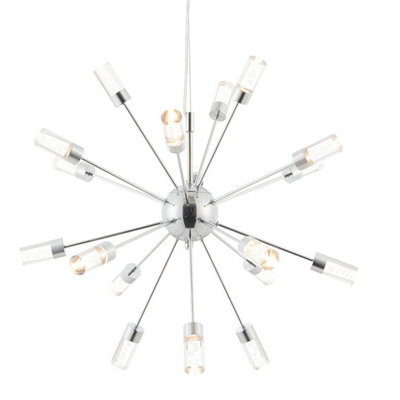 LED Ceiling Pendant Light 18W Warm White Bulb Chrome Hanging Star ...