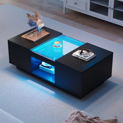 LED Coffee Table for Living Room, Modern Coffee Table with Storage with ...