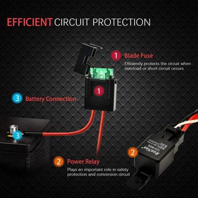 LED Driving Work Light Bar Wiring Loom Control 2 Lights Relay Fuse Kit 12V