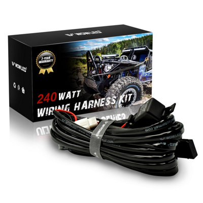 LED Driving Work Light Bar Wiring Loom Control 2 Lights Relay Fuse Kit 12V