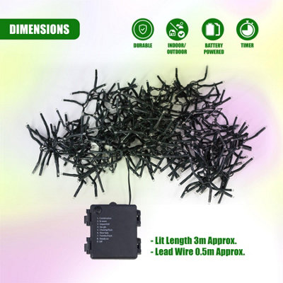 LED Fairy Lights Battery Operated 300 Christmas Cluster Tree Lights ...