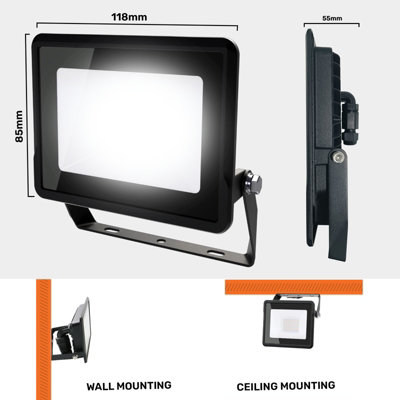 LED floodlight with faster connector 10W, 1000 Lumens, IP65, Day Light ...