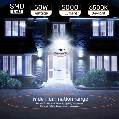 LED floodlight with faster connector 50W, 5000 Lumens, IP65, Day Light ...