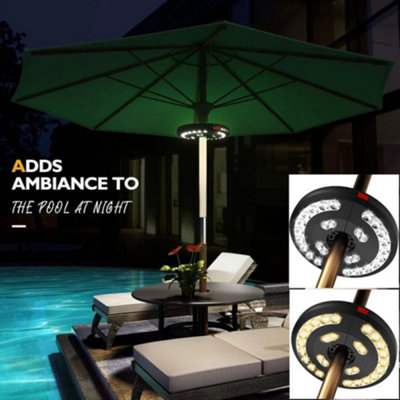 LED GARDEN PARASOL LIGHTS USB RECHARGEABLE PATIO UMBRELLA POLE LIGHT