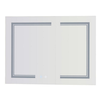 LED Illuminated Anti Fog Touch Sensor Mirror Cabinet 800x600 mm