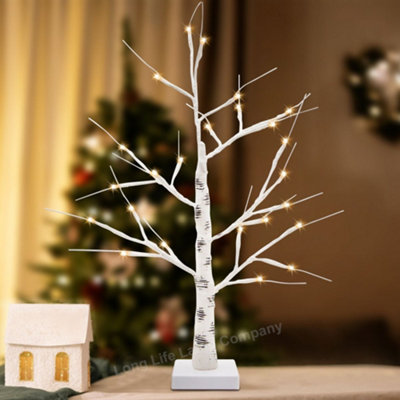 LED Indoor Christmas Tree White 60cm 3000k Light Dual Mains and Battery ...