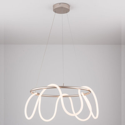 LED Large Halo Pendant Light, Flexible Polycarbonate Light, Matt Nickel ...