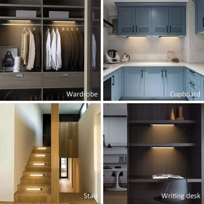 LED PIR Motion Sensor Strip Light USB Rechargeable Magnetic Cabinet ...