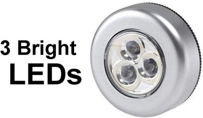 LED Push Lights with 3 Cool White LEDs, Battery Powered, Stick On Night ...