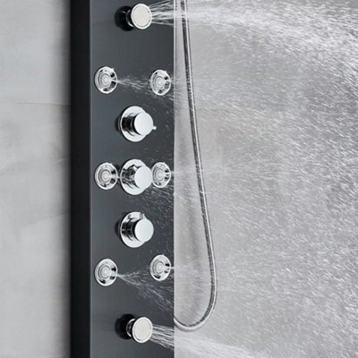 LED Shower Panel Column Tower Stainless Steel Mixer Tap Rain Massage ...