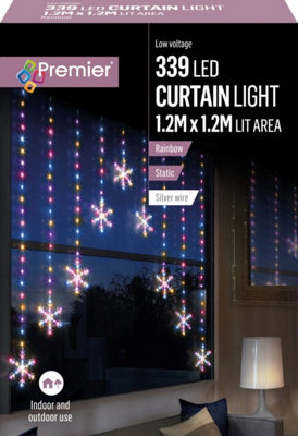 LED Snowflake Curtain Light Rainbow Premier Christmas Window Net 1.2M x ...