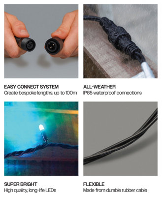 Led String Lights Black Rubber RGB Flash 40M