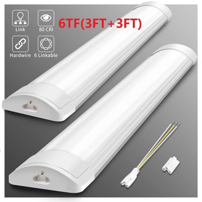 LED Strip Lights Batten Tube Light Office Shop Garage Ceiling Lamp Daylight