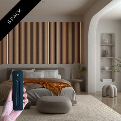 LED strip lights for acoustic slat wall panels - COOL Tone. 6 Pack 2.4m