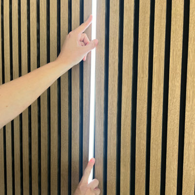 LED strip lights for acoustic slat wall panels - WARM Tone. 2 Pack 2.4m