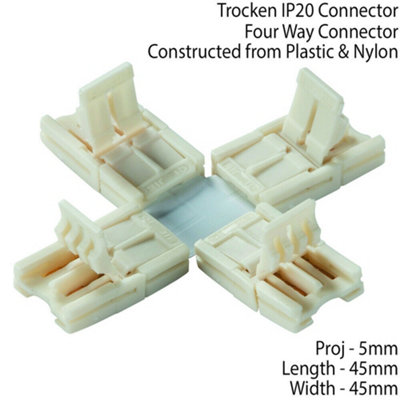 LED Strip Tape 4 Way Female Cross Coupler Connector IP20 Lighting ...