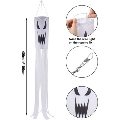 LED Tassel Ghost Lantern Decorations Pack of 2 Halloween Windsock ...