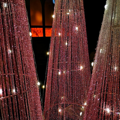 LED Tree Cone Obelisk Trio with 90 LEDs in Pink