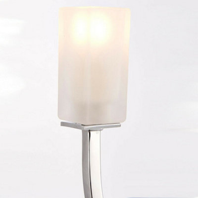 LED Twin Wall Light Modern Chrome Arm & Frosted Oblong Glass Shade Lamp ...