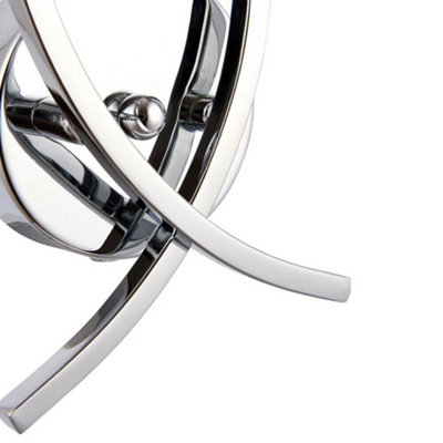 LED Twin Wall Light Modern Chrome Arm & Frosted Oblong Glass Shade Lamp ...