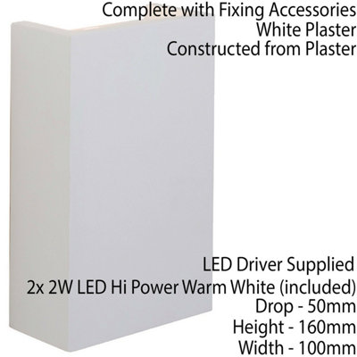 LED Twin Wall Light Warm White Primed White (ready to paint) Bedside ...