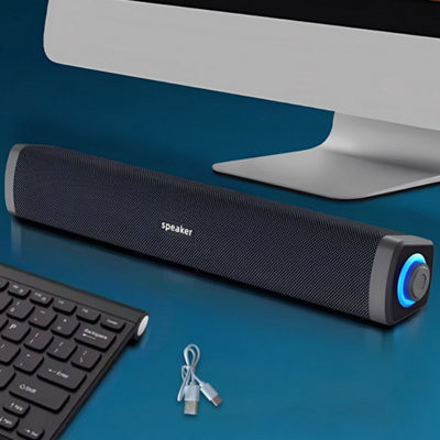 LED USB Powered Wired Sound Bar Bass Speakers For PC Desktop Tablets