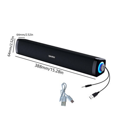 LED USB Powered Wired Sound Bar Bass Speakers For PC Desktop Tablets