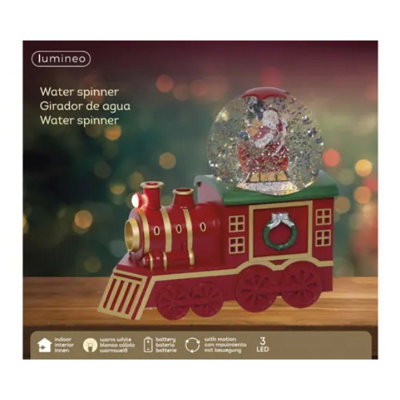 LED Water Spinner Snow Globe Plastic Santa Train Indoor Christmas ...