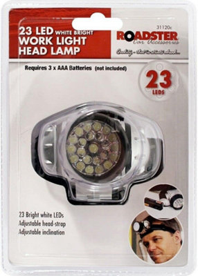 Led White Bright Head Strap Work Light Head Lamp Adjustable | DIY at B&Q