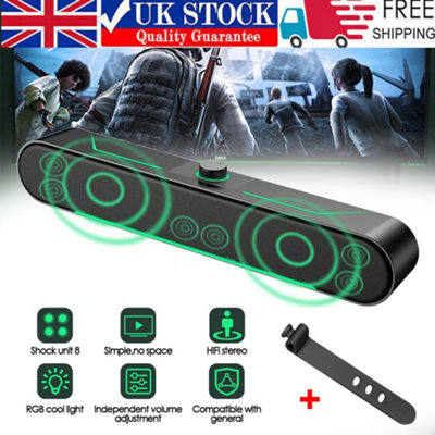 LED Wired Sound Bar Stereo Gaming Speakers USB For TV Computer PC Tablets Laptop